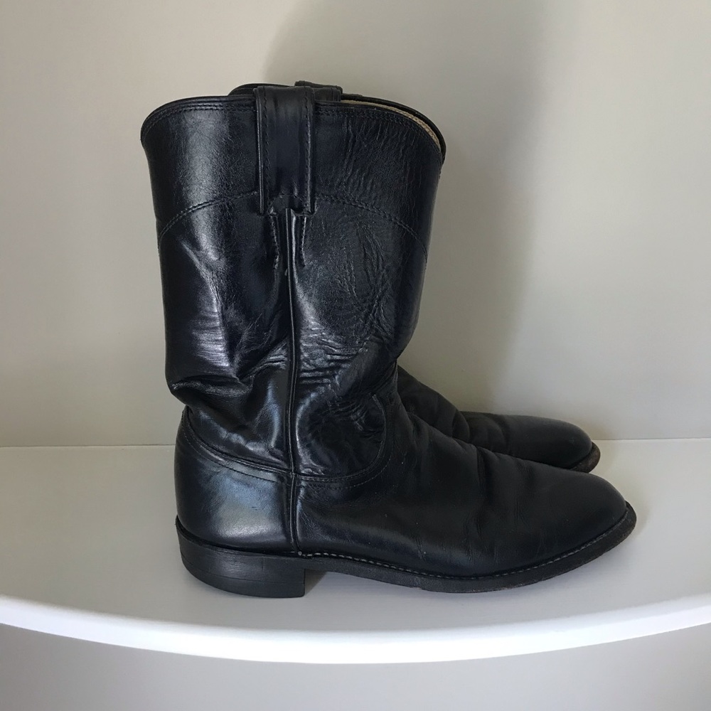 Justin Black Leather “Jackson” Ropers - Gem